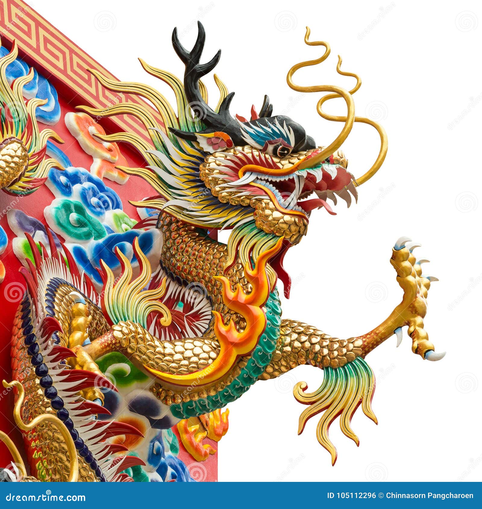Guld- kinesisk drake arkivfoto. Bild av garnering, historia - 105112296