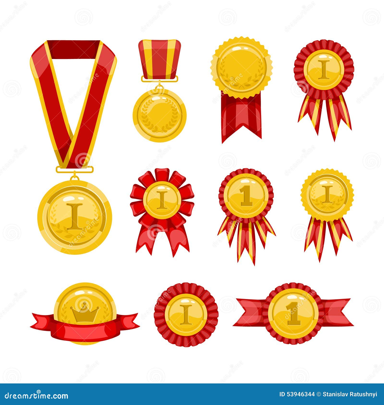 Guld- medaljer vektor illustrationer. Illustration av mästare - 53946344