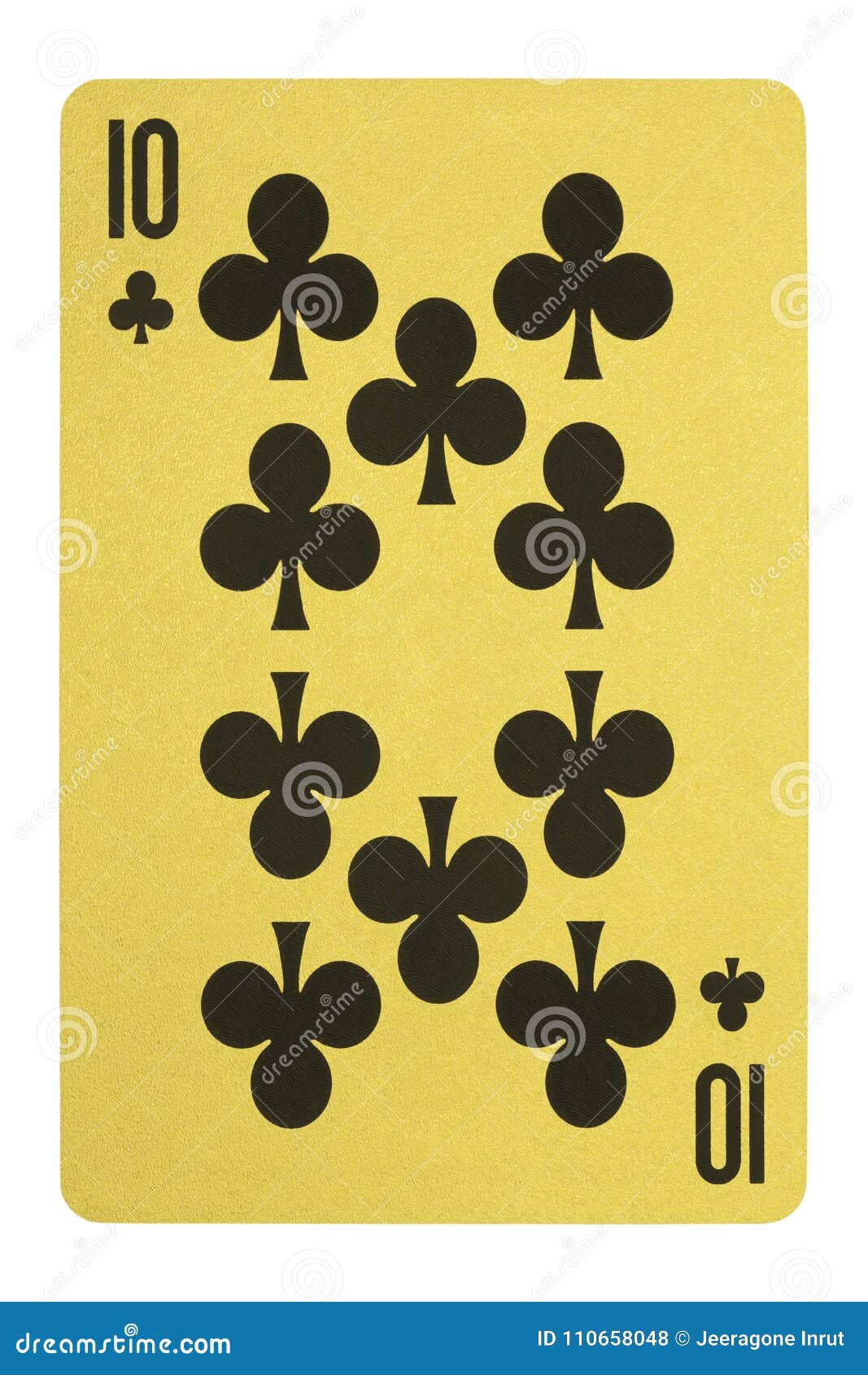 Guld- Spela Kort, Tio Av Klubbor Arkivfoto - Bild av kort, kasino ...