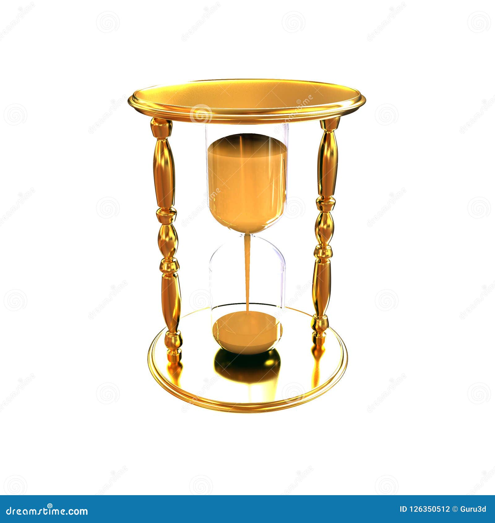 Guld- Timglas Illustration 3d Stock Illustrationer - Illustration av ...