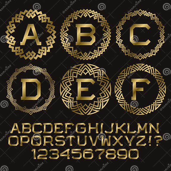 Guld- Vinkelformig Monogramsats Vektor Illustrationer - Illustration av ...