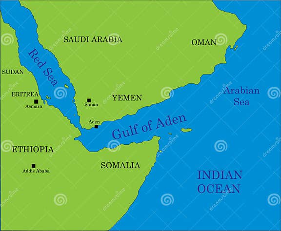 Gulf of Aden map stock vector. Illustration of ocean - 10276104