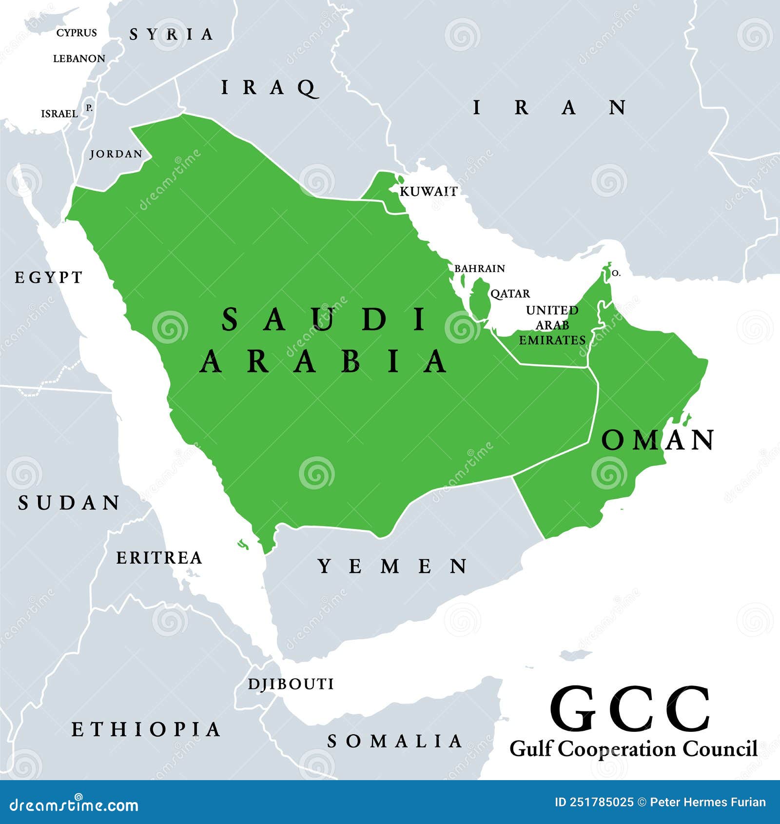 Gulf Cooperation Council, GCC Member States, Political Map Stock Vector ... Gulf Cooperation Council, GCC Member States, Political Map Stock Vector ...