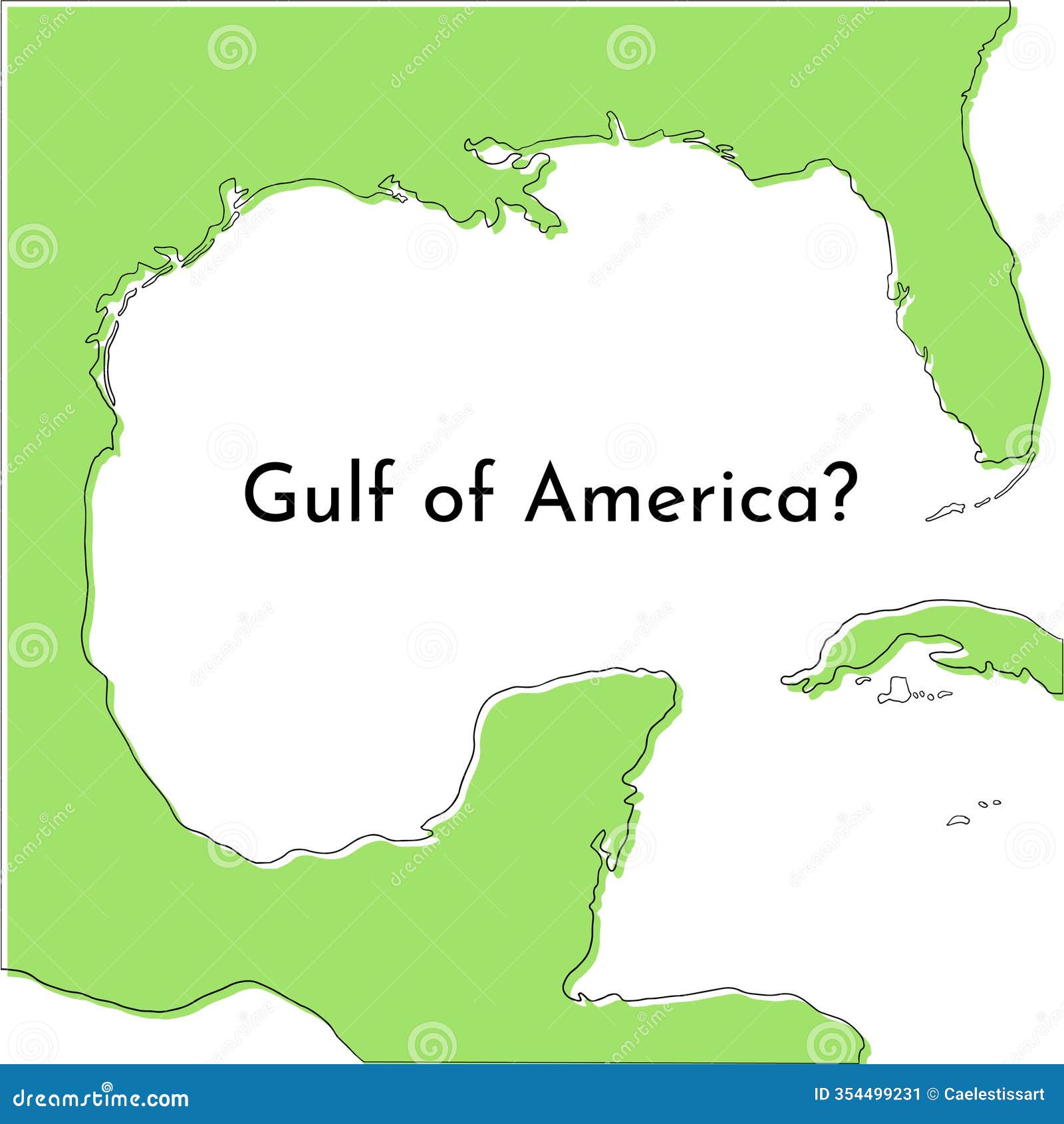 Gulf of Mexico or Gulf of America Stylized Map Vector Illustration with ...