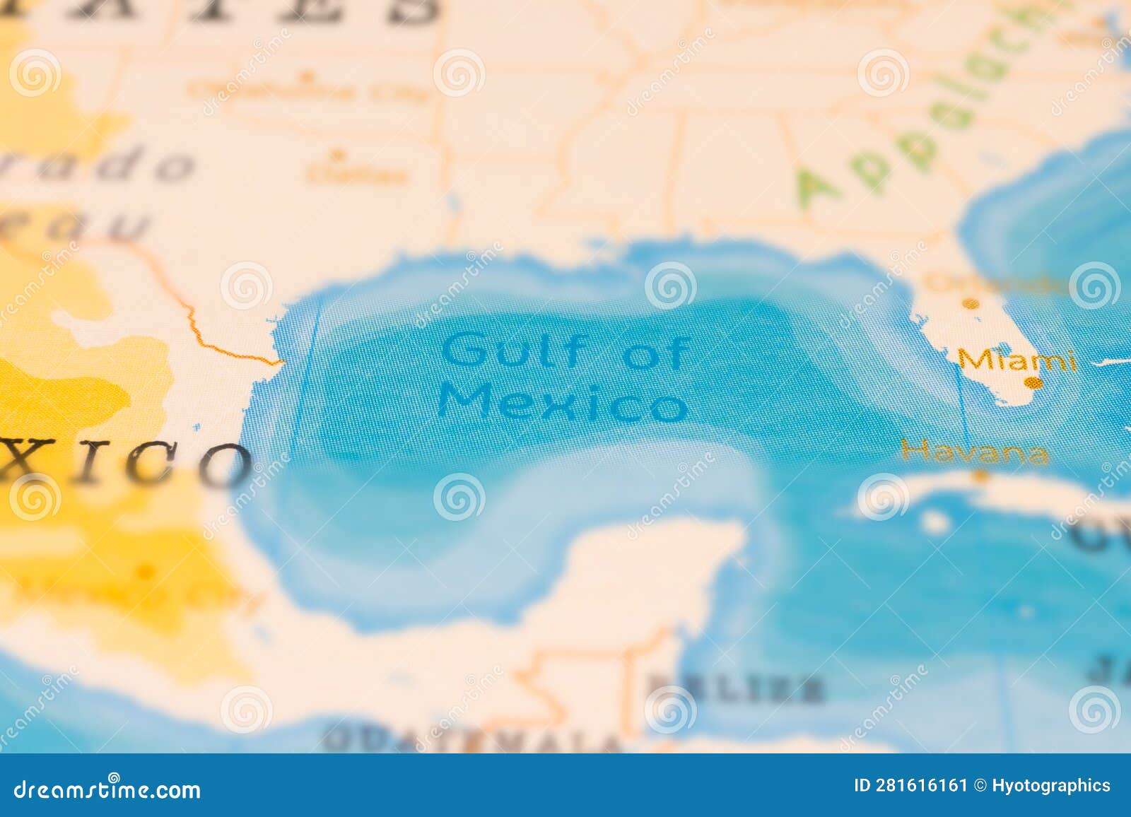 Gulf of Mexico in Focus on a Tilted World Map. Stock Illustration ...