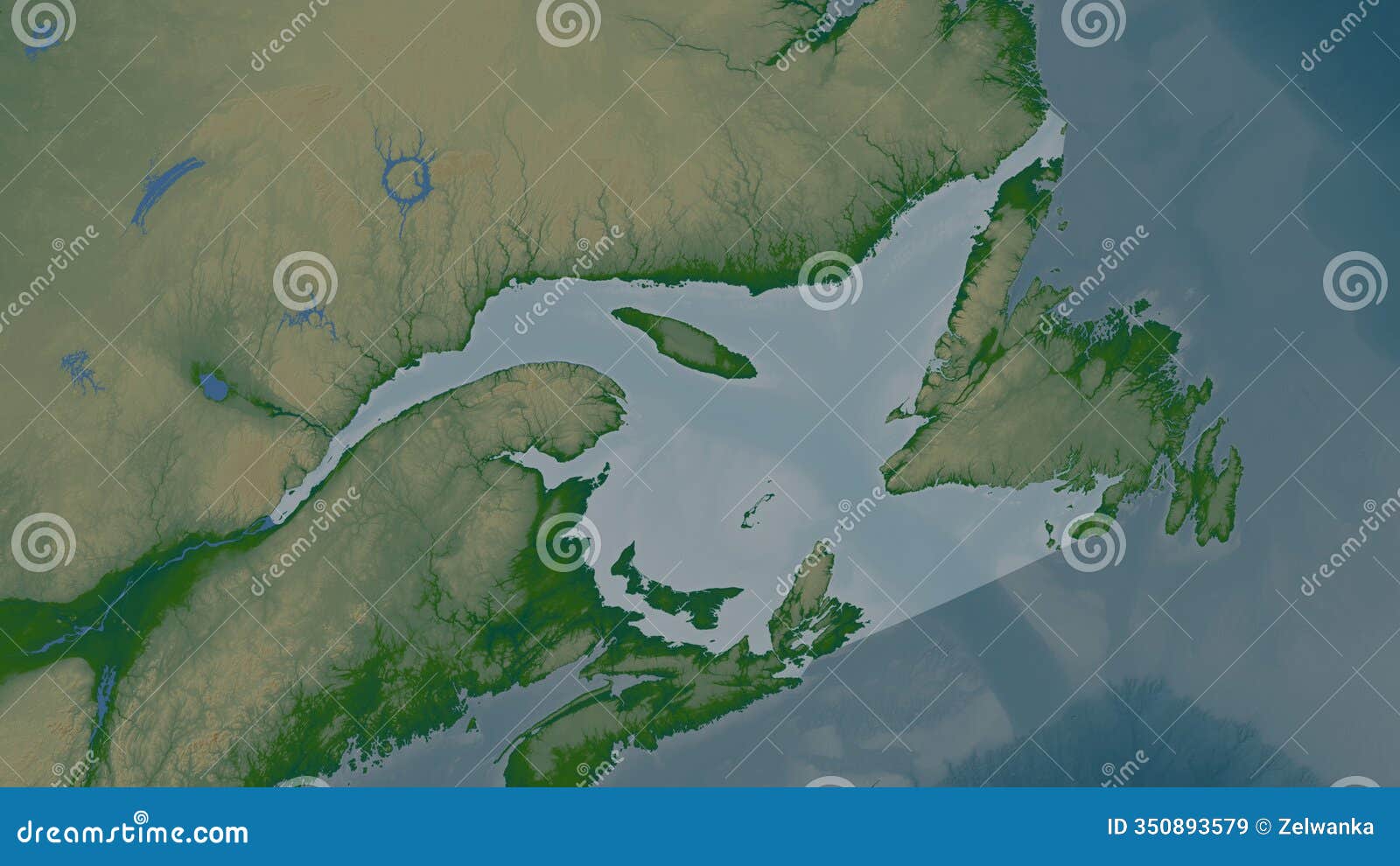 Gulf of St. Lawrence Highlighted. Physical Map Stock Illustration ...
