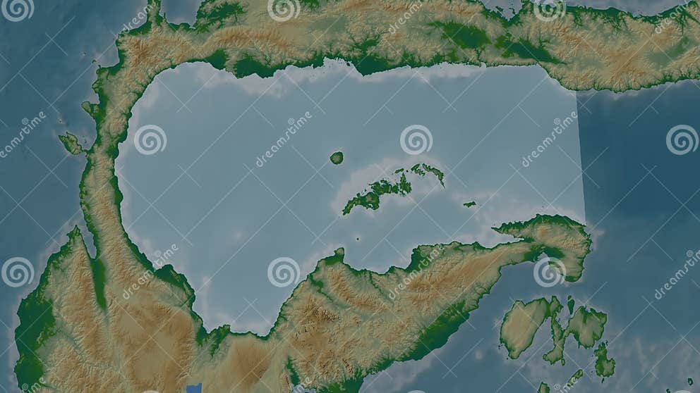 Gulf of Tomini Highlighted. Physical Map Stock Illustration ...