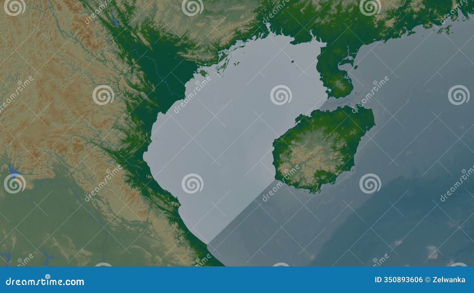 Gulf of Tonkin Highlighted. Physical Map Stock Illustration ...
