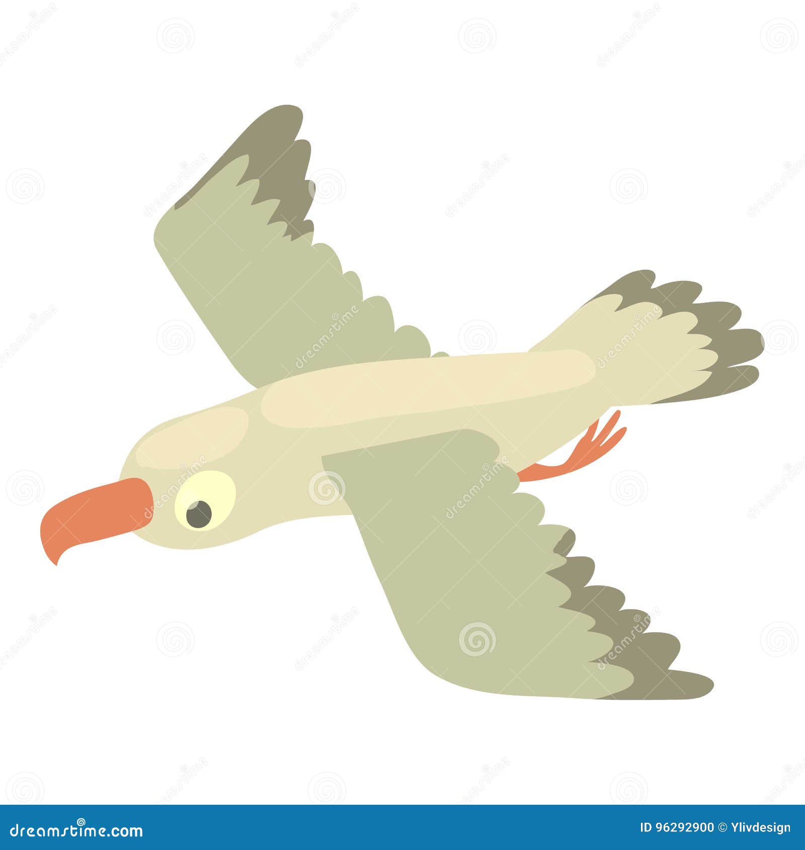 Gull icon, cartoon style stock vector. Illustration of nature - 96292900