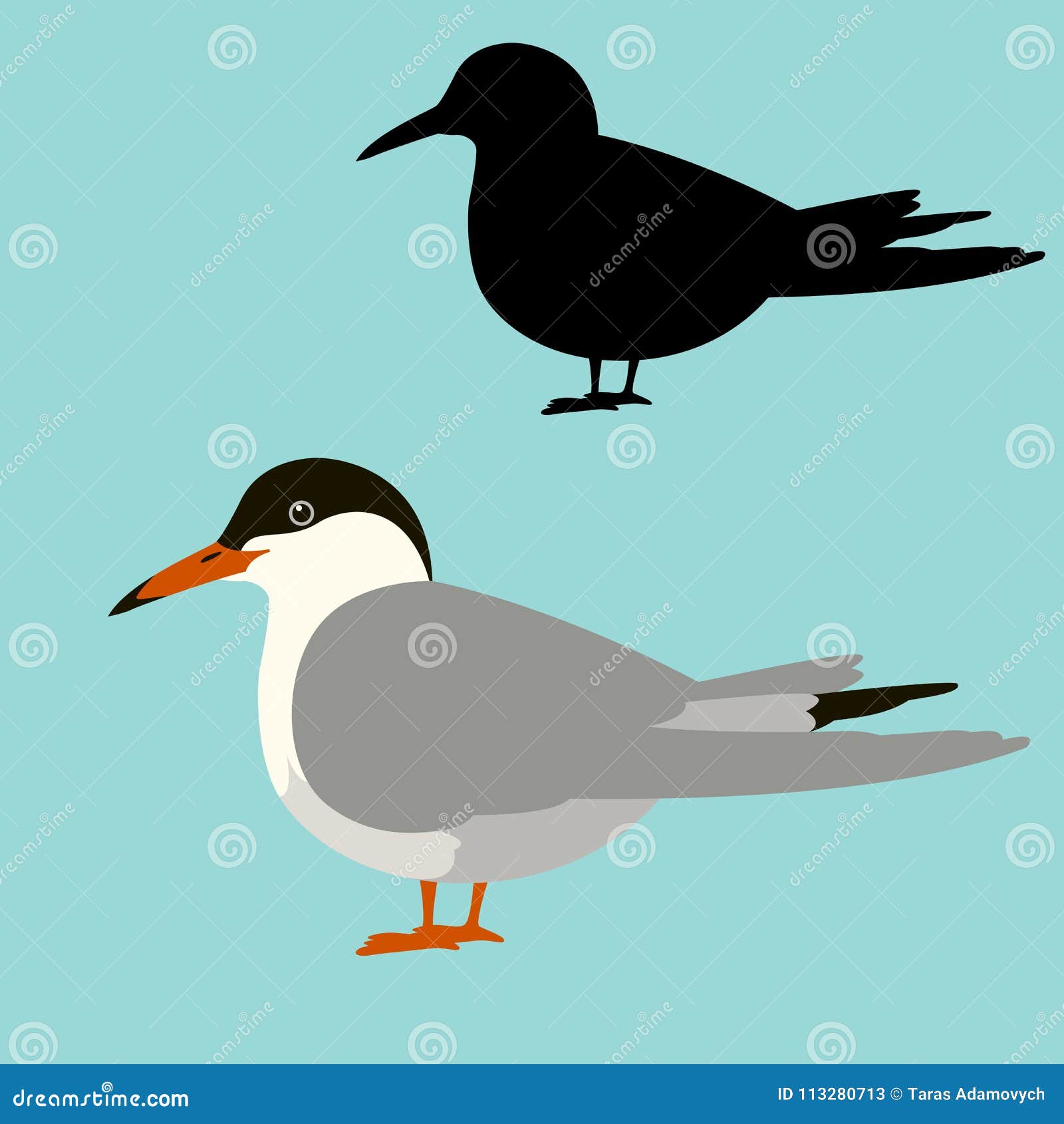 Gull Vector Illustration Flat Style Profile Black Silhouette ... Gull Vector Illustration Flat Style Profile Black Silhouette ...