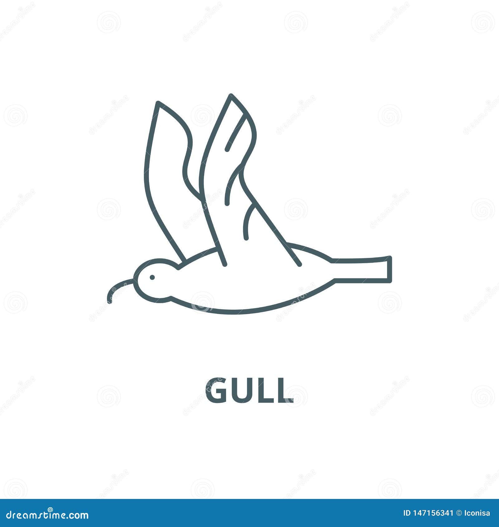 Gull Vector Line Icon, Linear Concept, Outline Sign, Symbol Stock ...
