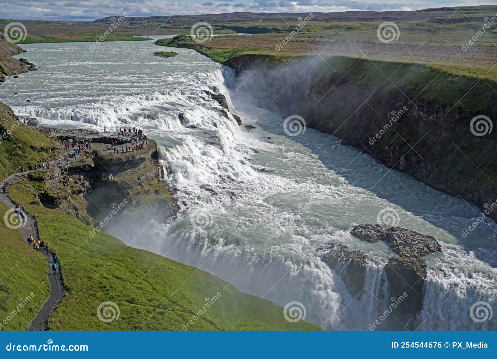 Gullfoss - Cascade Waterfall in Iceland Stock Photo - Image of blue ...