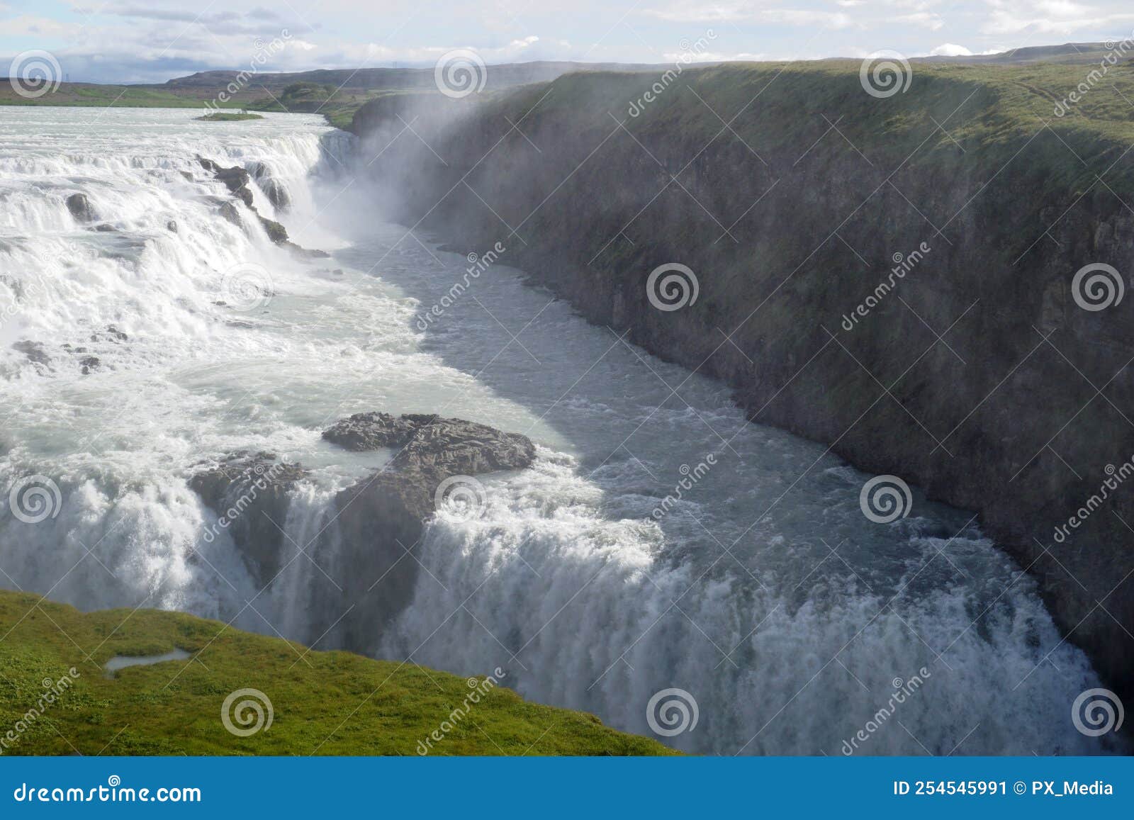 Gullfoss - Powerful Cascade Waterfall in Iceland Stock Image - Image of ...