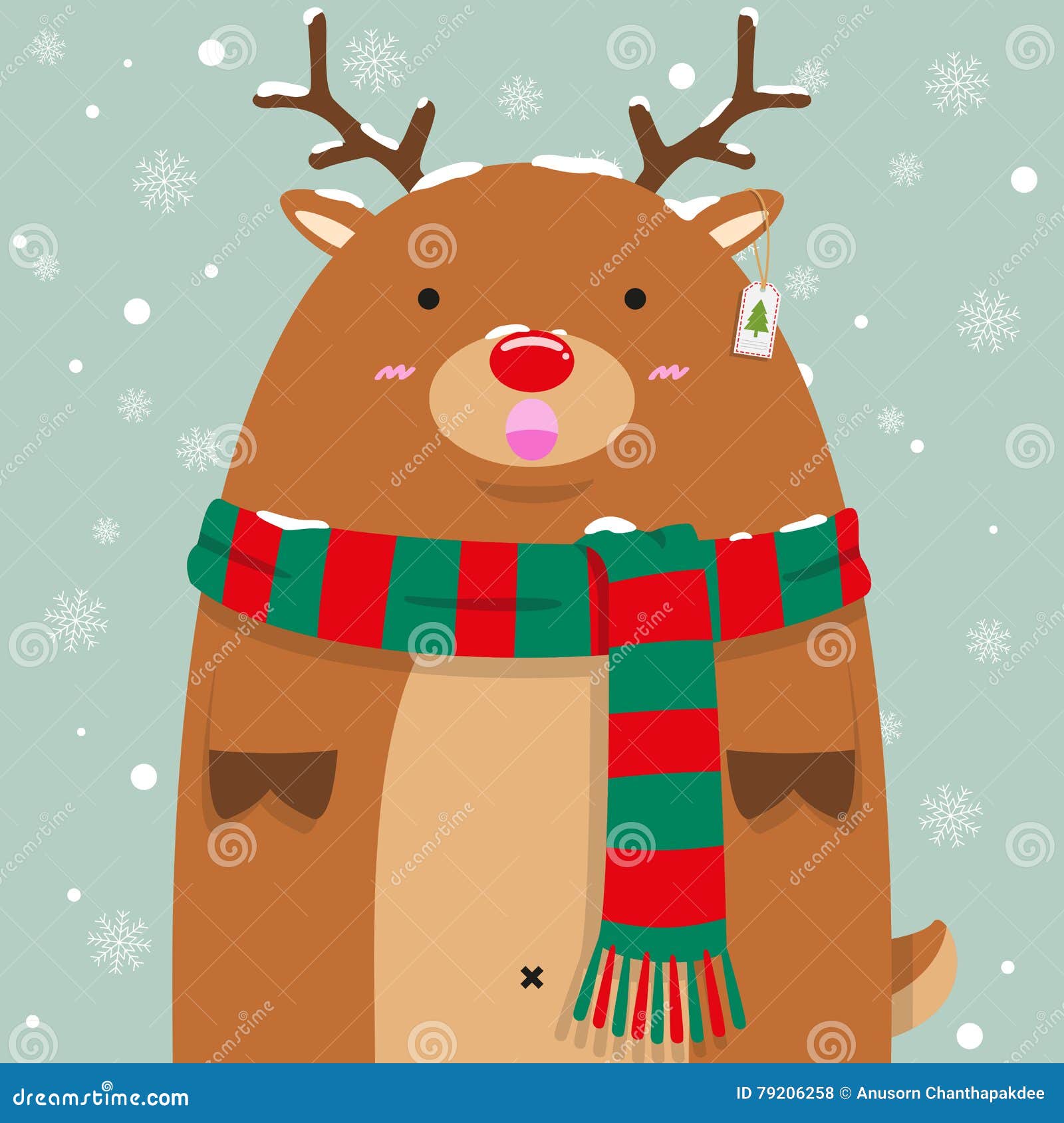 Gullig fet stor ren Rudolf vektor illustrationer. Illustration av beröm ...