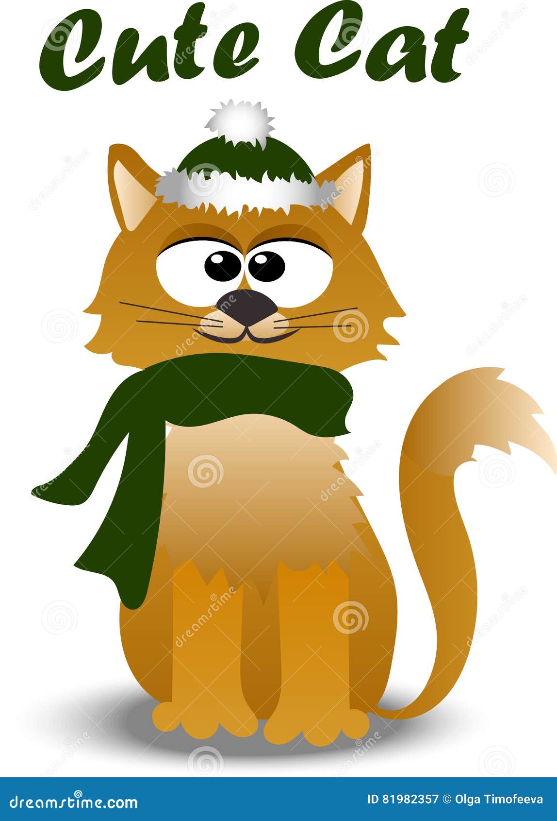 Gullig katt i hatt vektor illustrationer. Illustration av härlig - 81982357