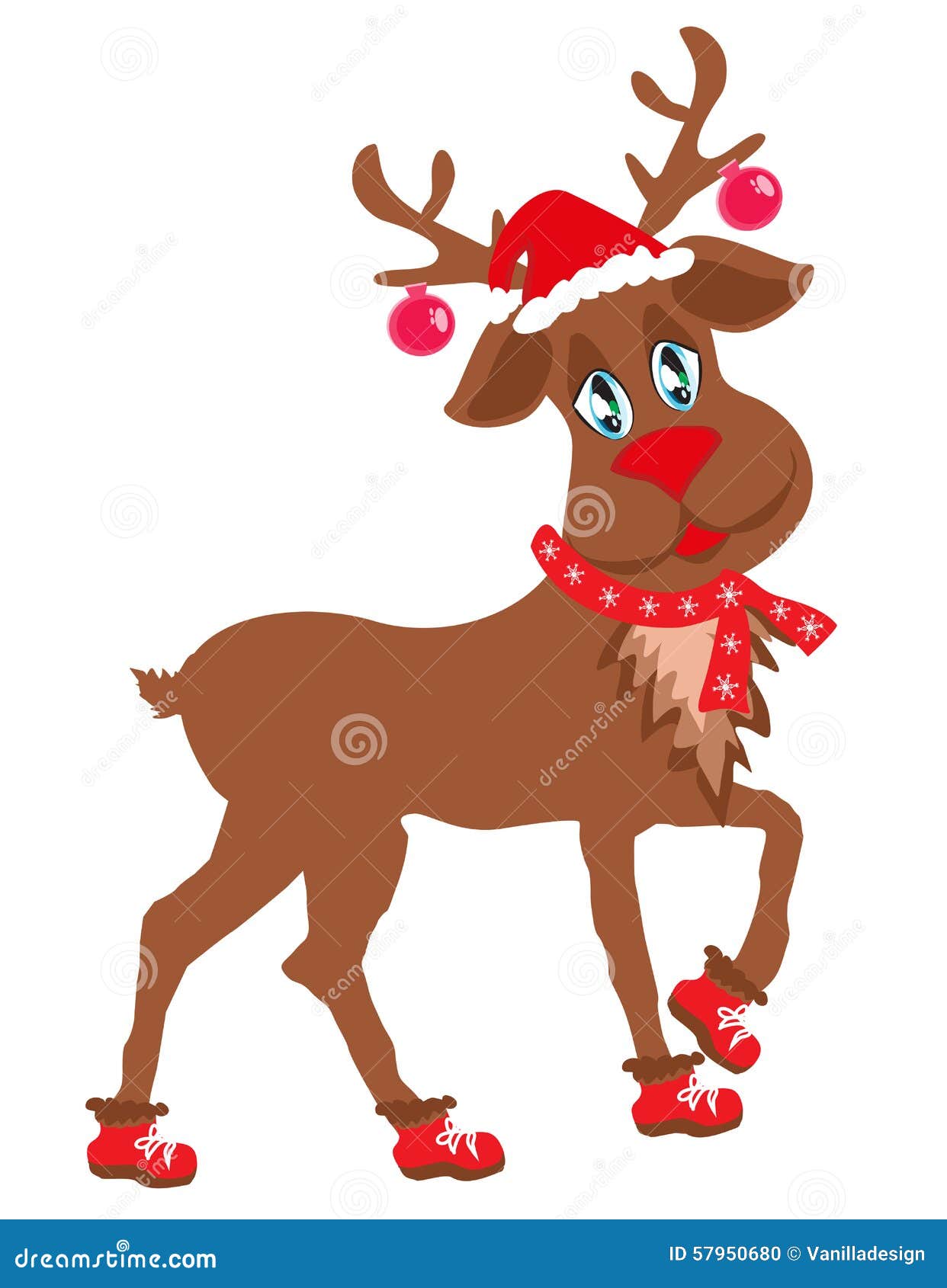 Gullig ren för jul vektor illustrationer. Illustration av roligt - 57950680