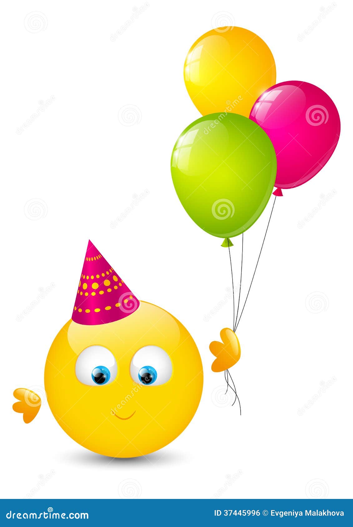 Gullig Smiley Med Ballonger Vektor Illustrationer - Illustration av ...