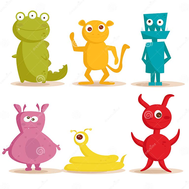Gulliga monster vektor illustrationer. Illustration av illustration ...