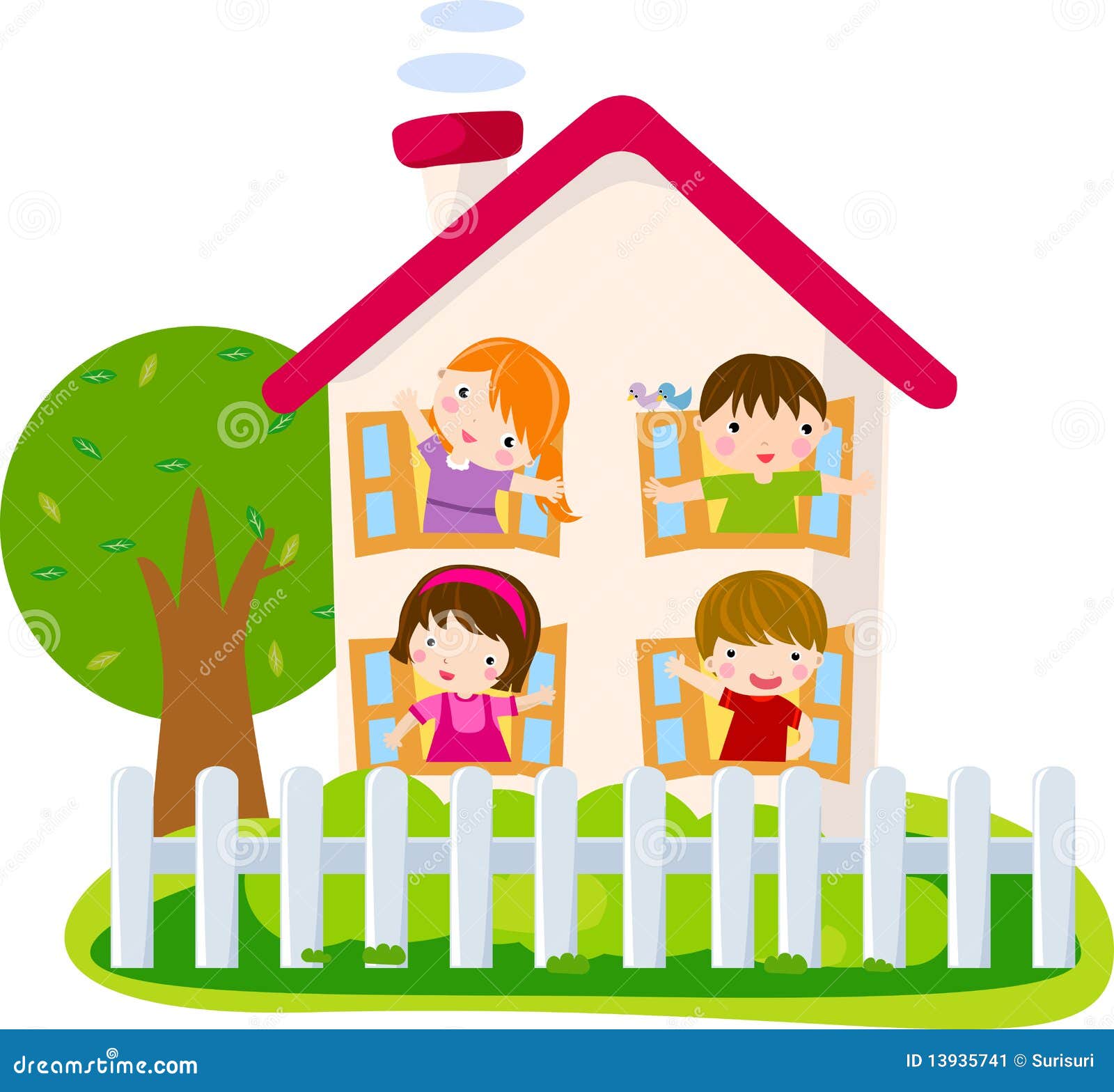 Gulligt hus vektor illustrationer. Illustration av bild - 13935741