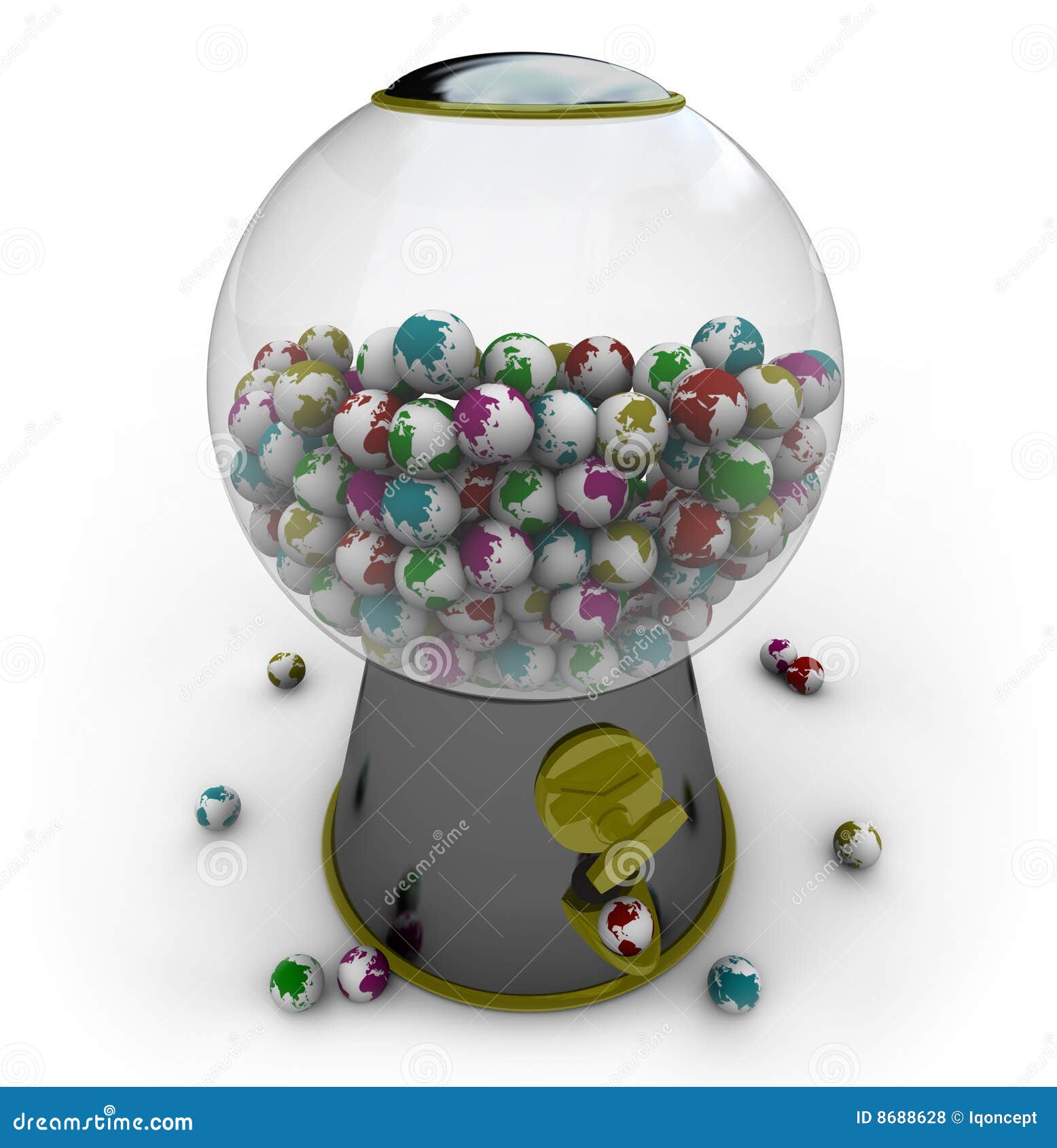 Gumball Machine With Square Display In Yellow And Blue Colors Vector ...