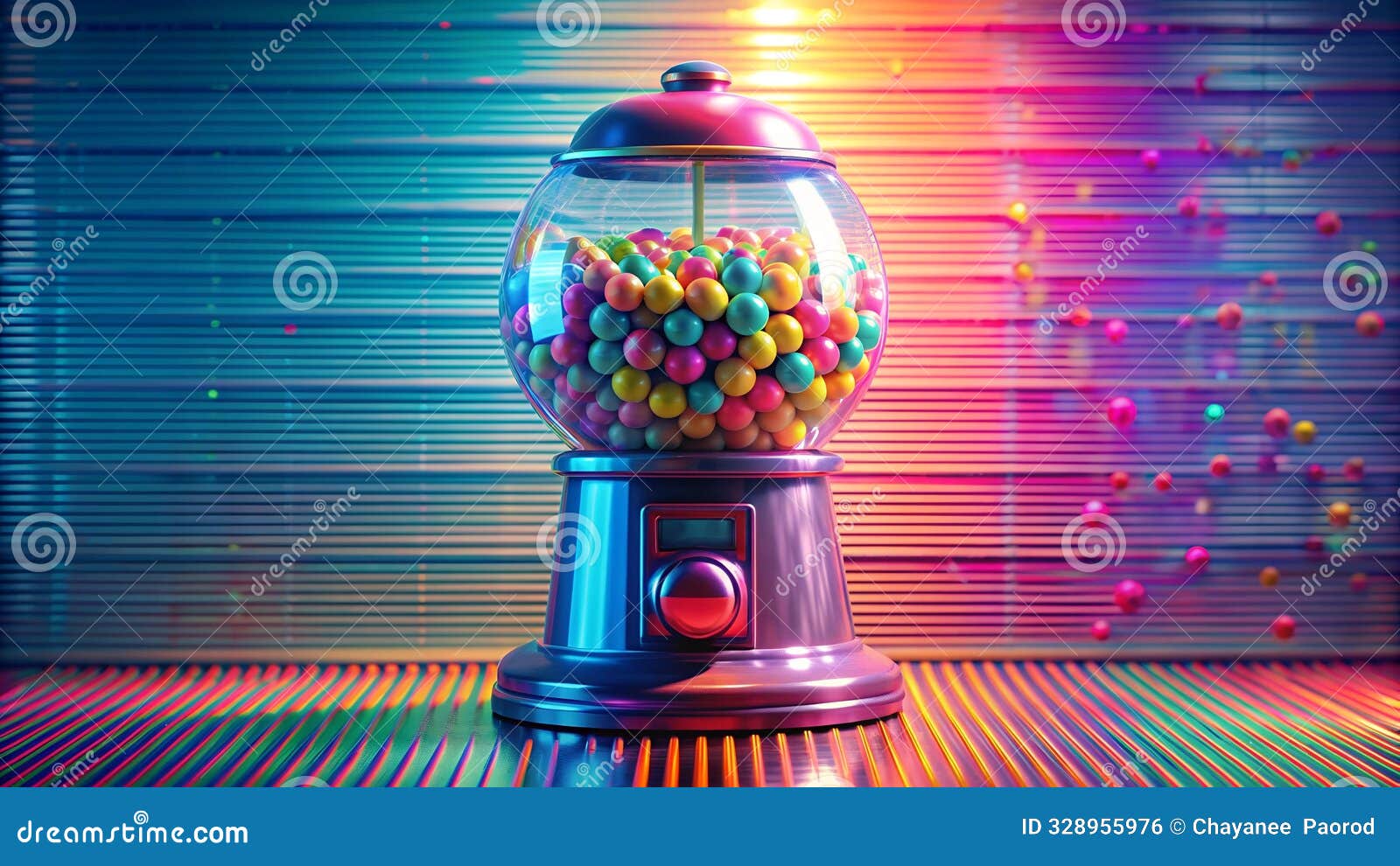 Gumball Machine in a World of Glitch Art Generative AI Stock ...