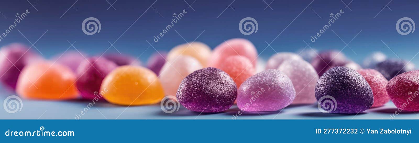 Gumdrops Standing on Gradient White Purple Background Wide Panoramic ...