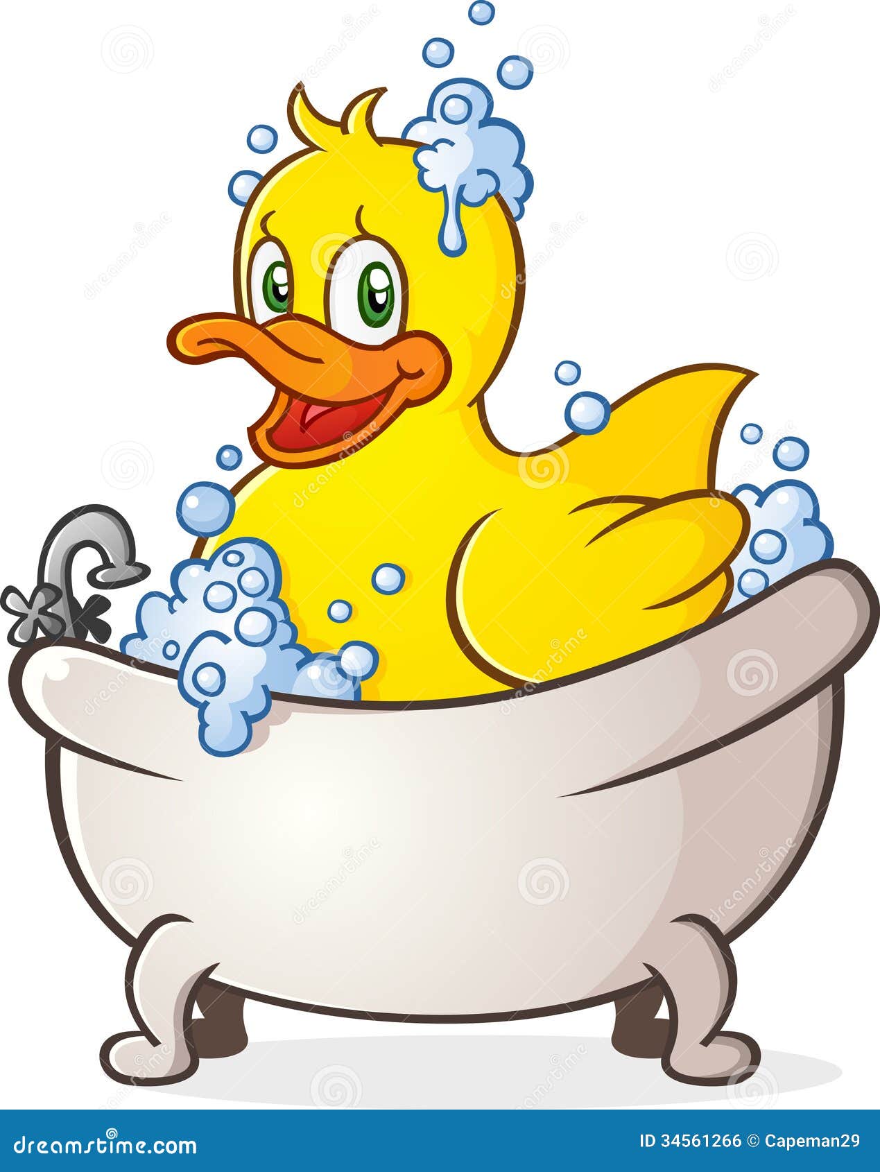 Gummi-Duck Bubble Bath Cartoon Character Vektor Abbildung ...