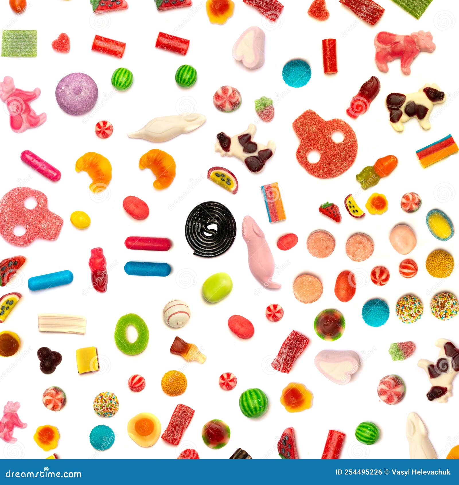 Gummies in Different Shapes Isolated on White Background Stock Photo ...