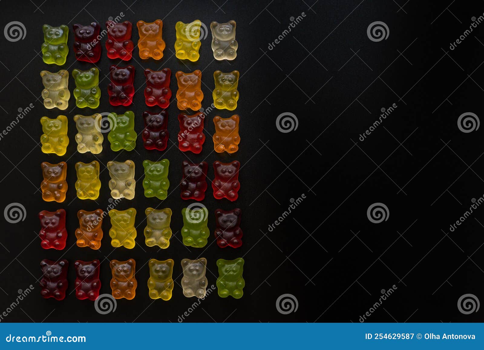 Top View of Multi-colored Gummy Bears Arranged in Rows by Color As a Gradient Editorial ...
