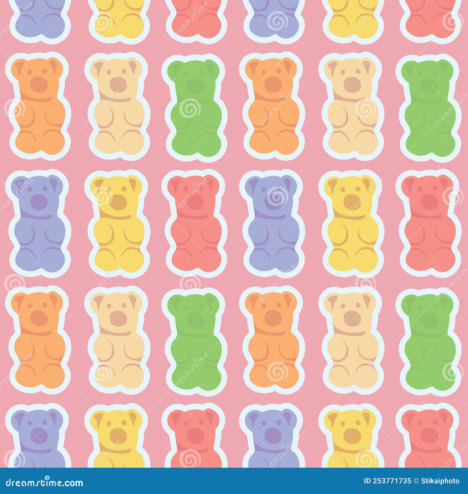 Colorful Repetitive Pattern Background of Gummy Candies in a Shape of ...