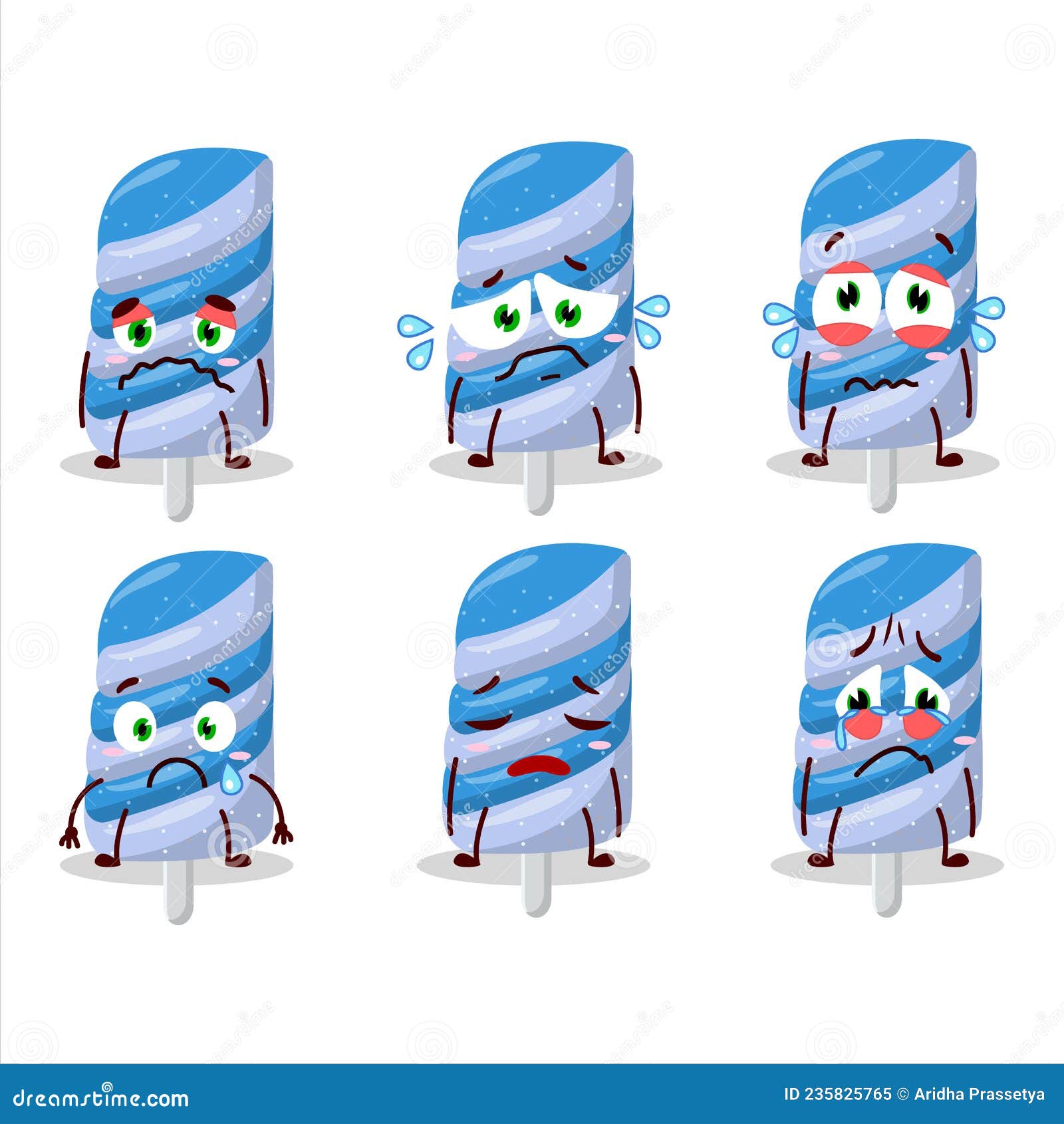 Gummy Candy Blueberry Cartoon Character with Sad Expression Stock ...