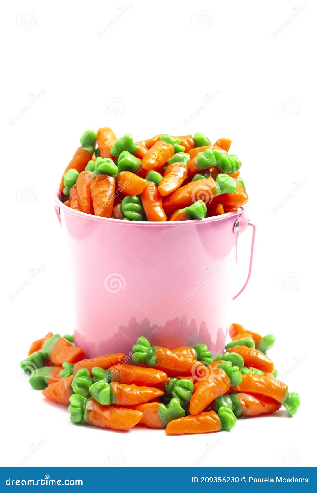 Gummy Candy Carrots in a Bucket Stock Photo - Image of dessert, flavor ...