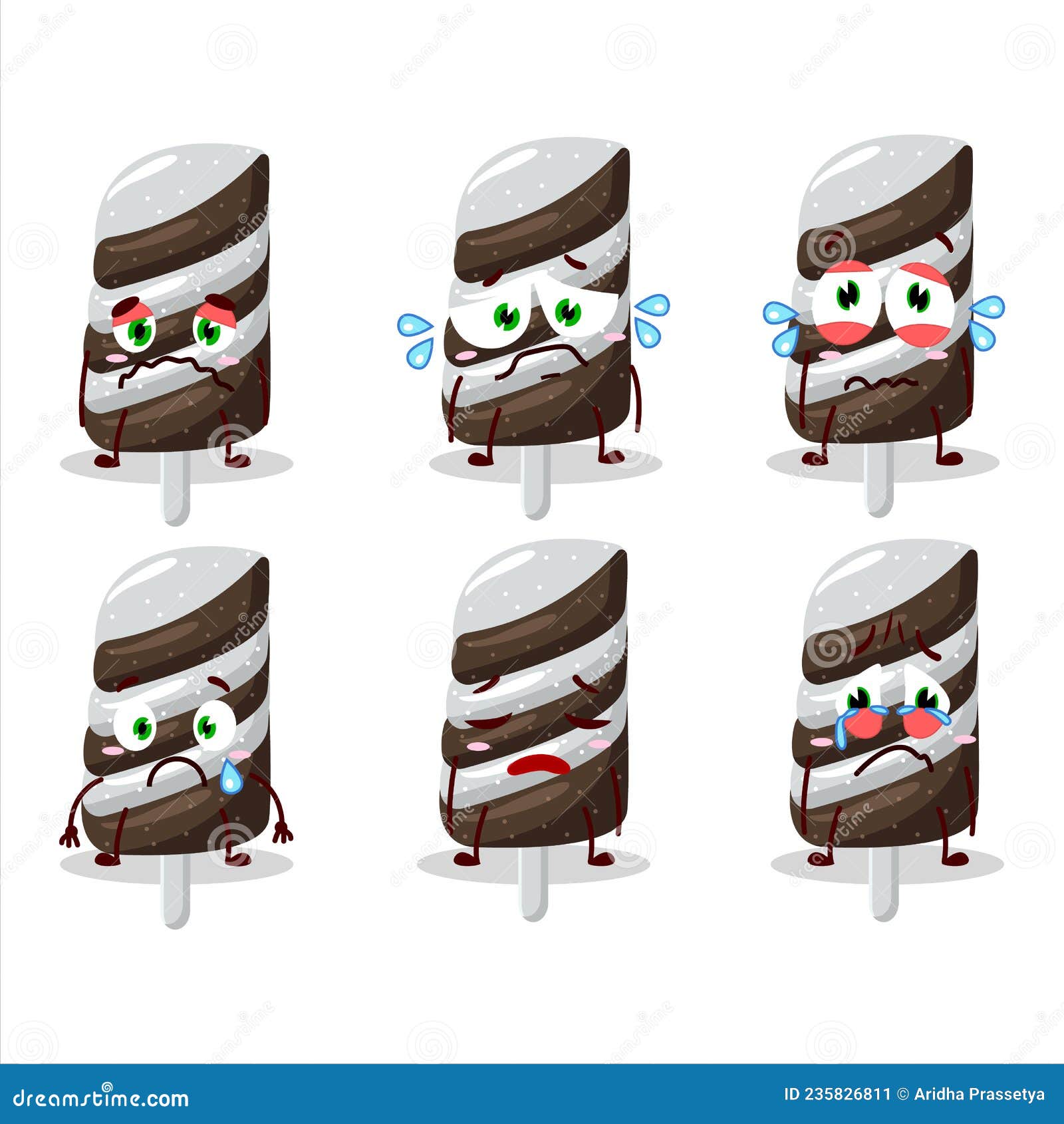 Gummy Candy Chocolate Milk Cartoon Character with Sad Expression Stock ...