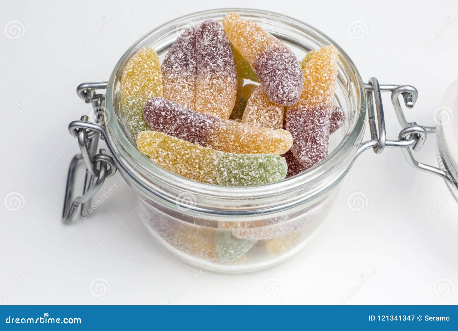 Gummy candy in a jar stock image. Image of heap, treat - 121341347