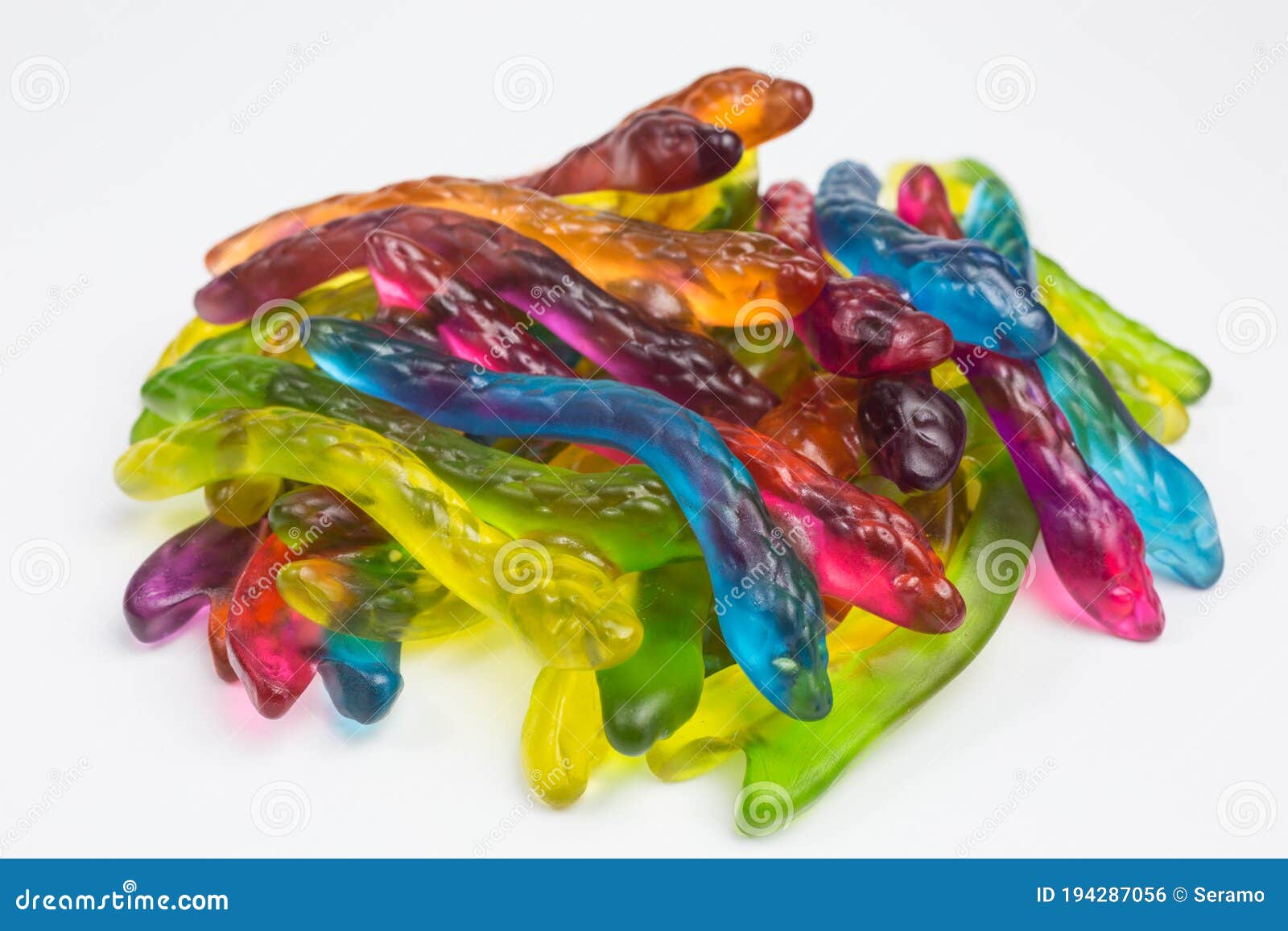 Gummy candy snakes stock photo. Image of snake, orange - 194287056