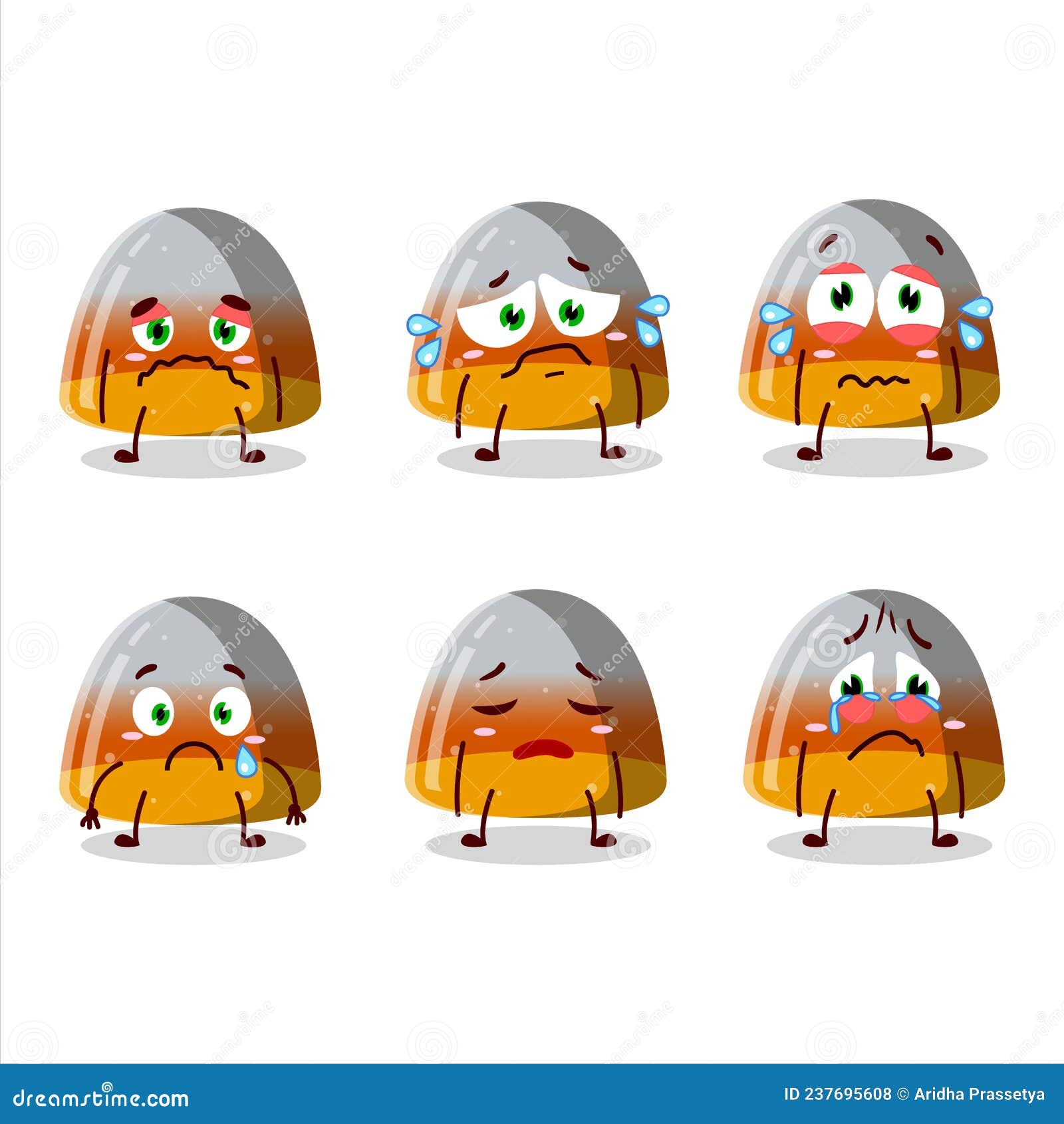 Gummy Corn Cartoon Character with Sad Expression Stock Vector ...