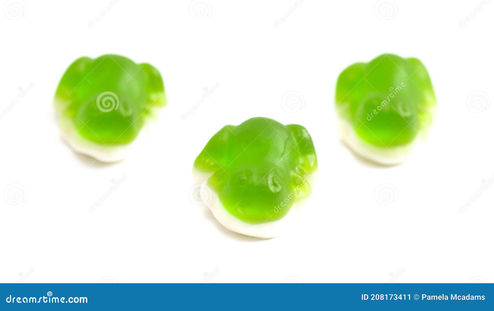 Gummy Green Frogs with a Mashmallow Candy Bottom Layer on a White ...