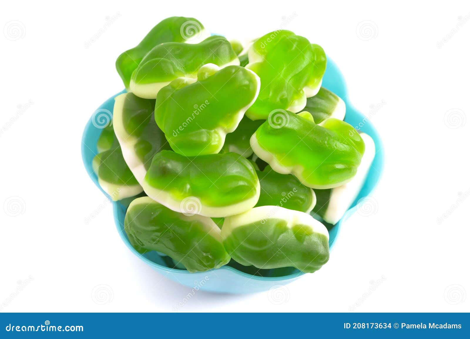 Gummy Green Frogs with a Mashmallow Candy Bottom Layer on a White ...