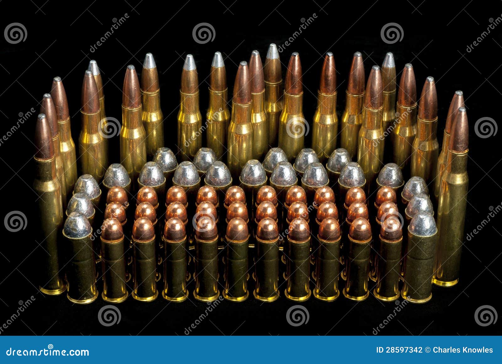 Gun Ammunition Bullets Different Sizes Stock Photo - Image of bullets ...
