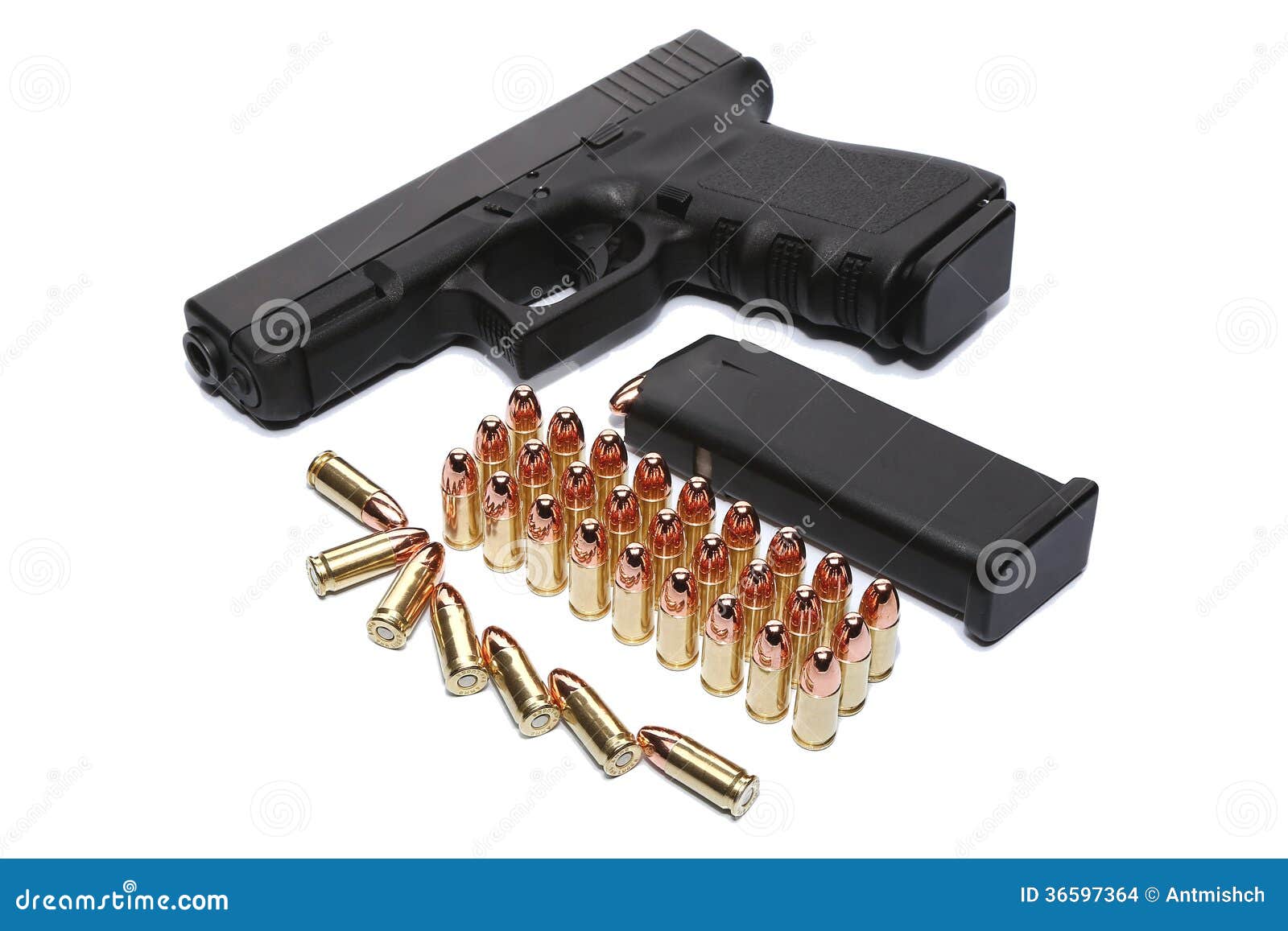 Gun and ammunition stock photo. Image of bullet, trigger - 36597364