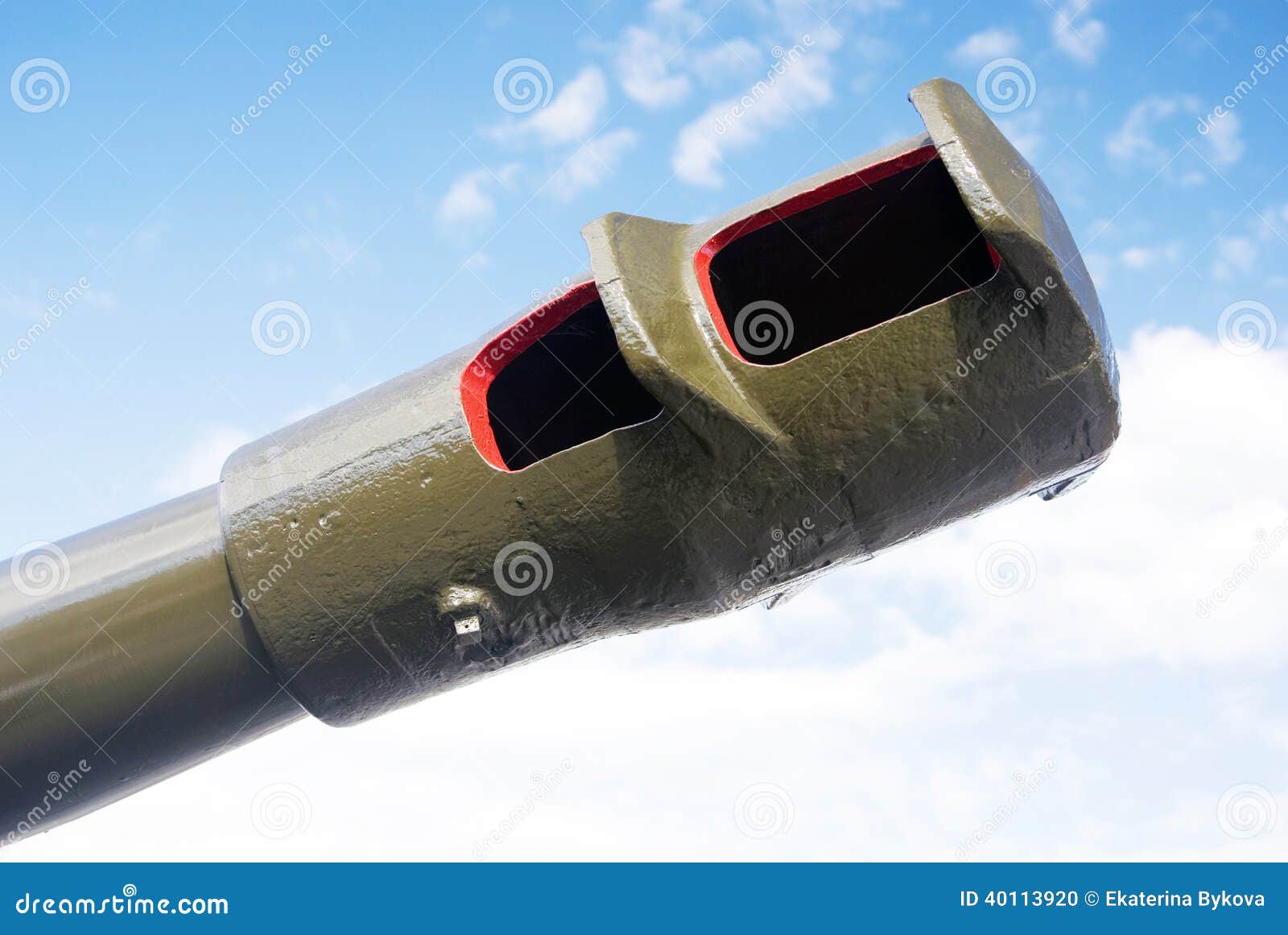 A Gun Barrel. Blue Sky with Clouds Background Stock Photo - Image of ...