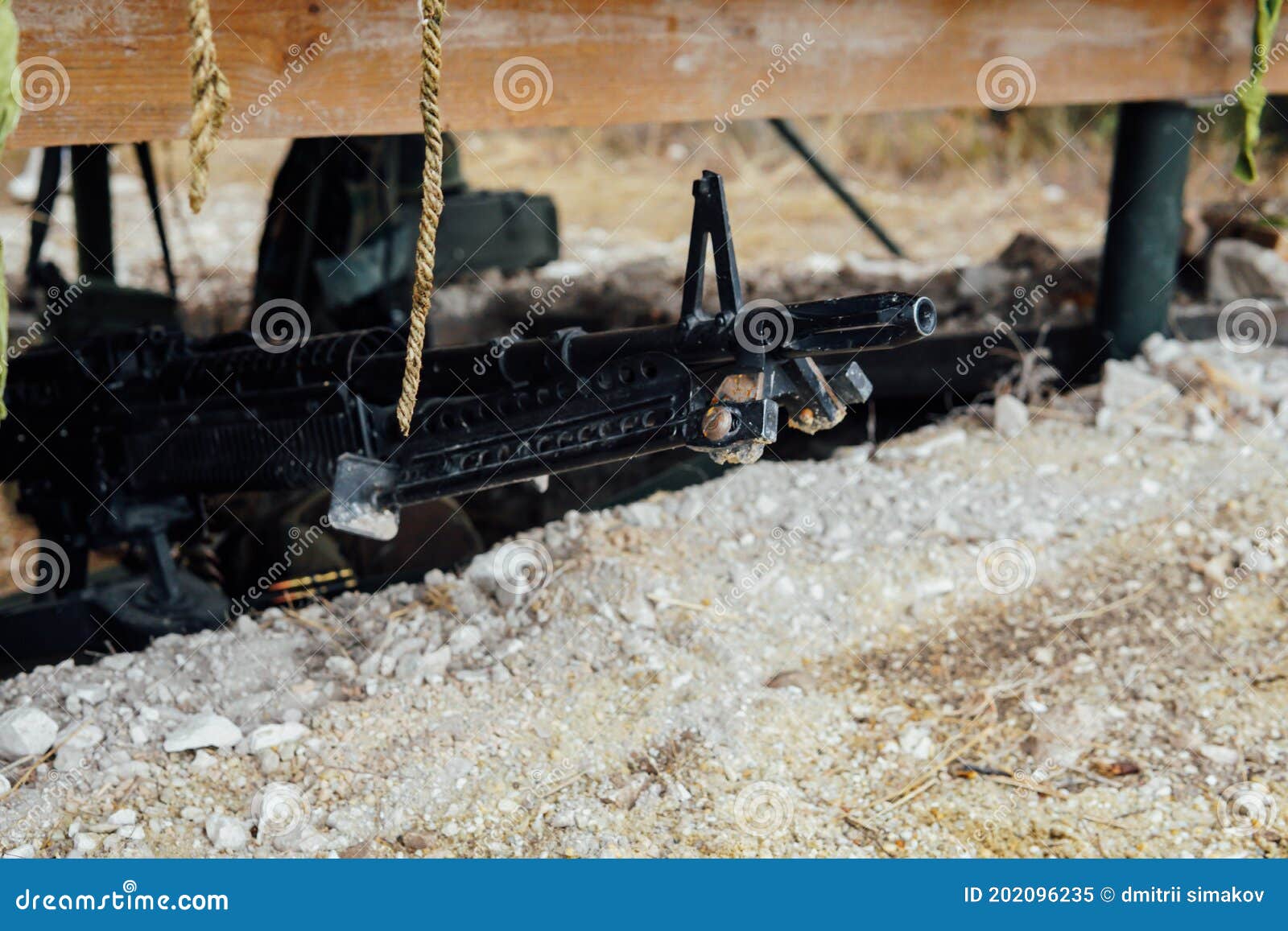 Gun Barrel in Hiding for Shooting in War Stock Image - Image of forest ...