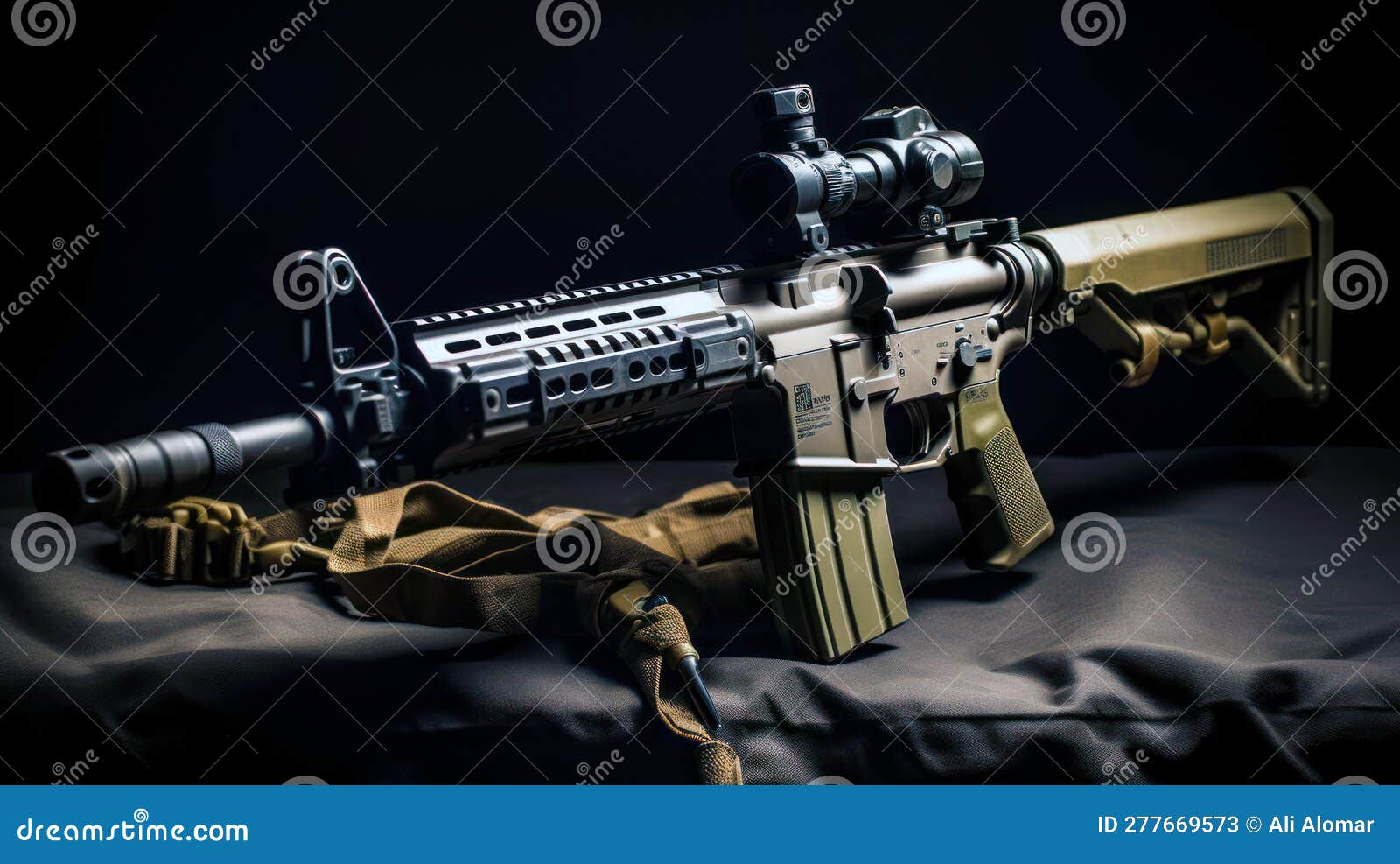 Gun on a Black Background with Soft Light Stock Illustration ...