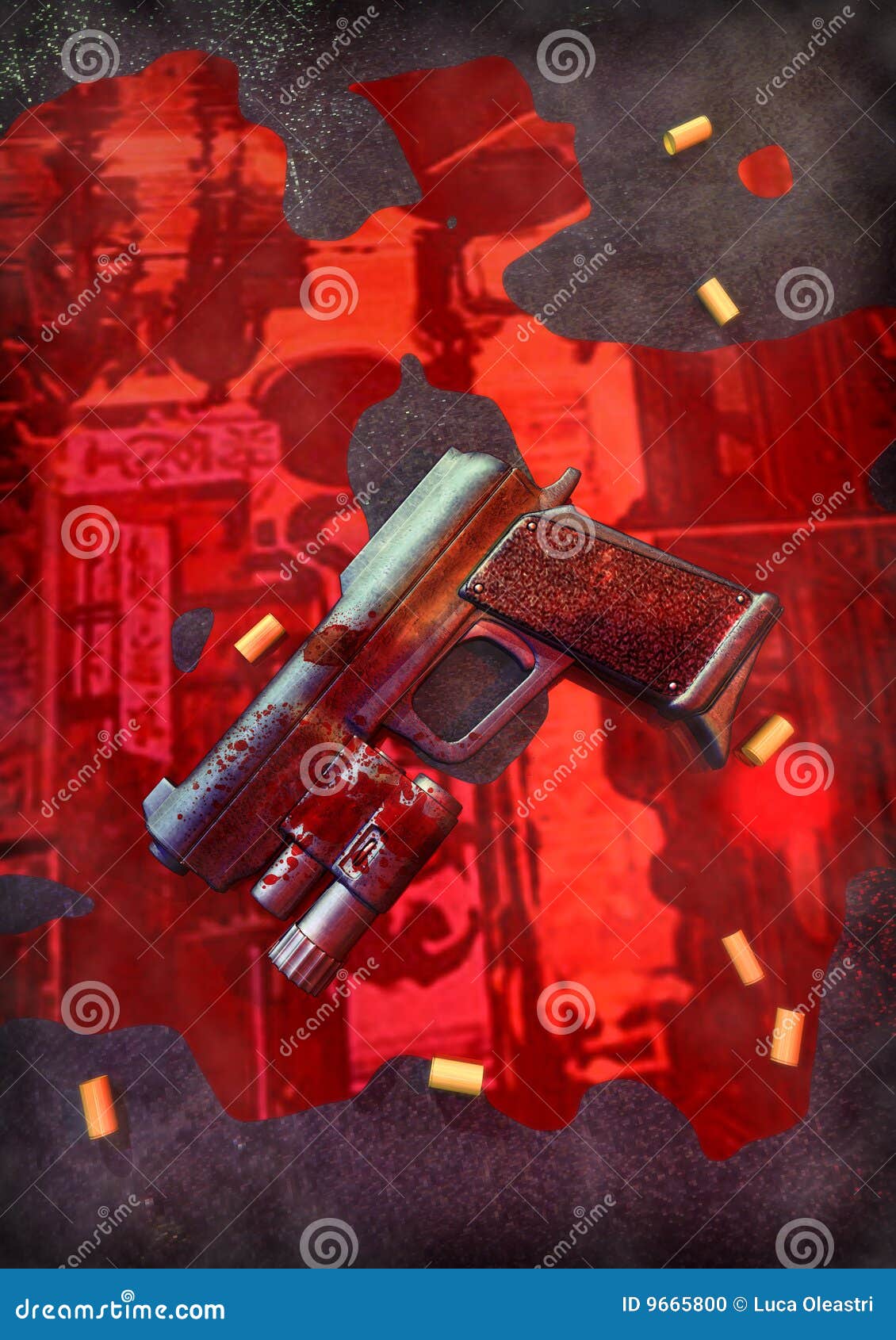 Gun and blood stock illustration. Illustration of drop - 9665800