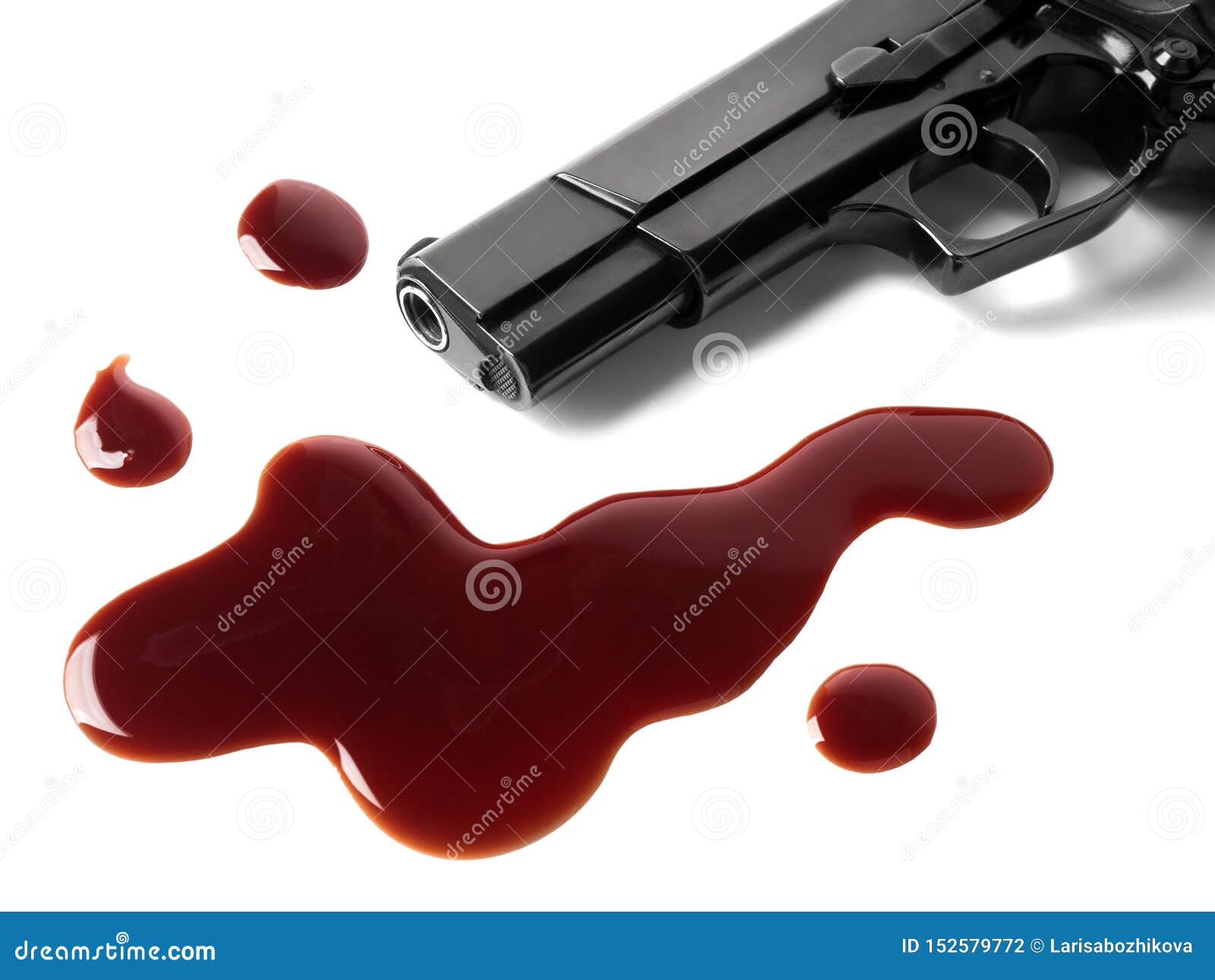 Gun and blood splatters stock photo. Image of shoot - 152579772