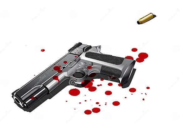 Gun with blood stains stock illustration. Illustration of self - 10212539