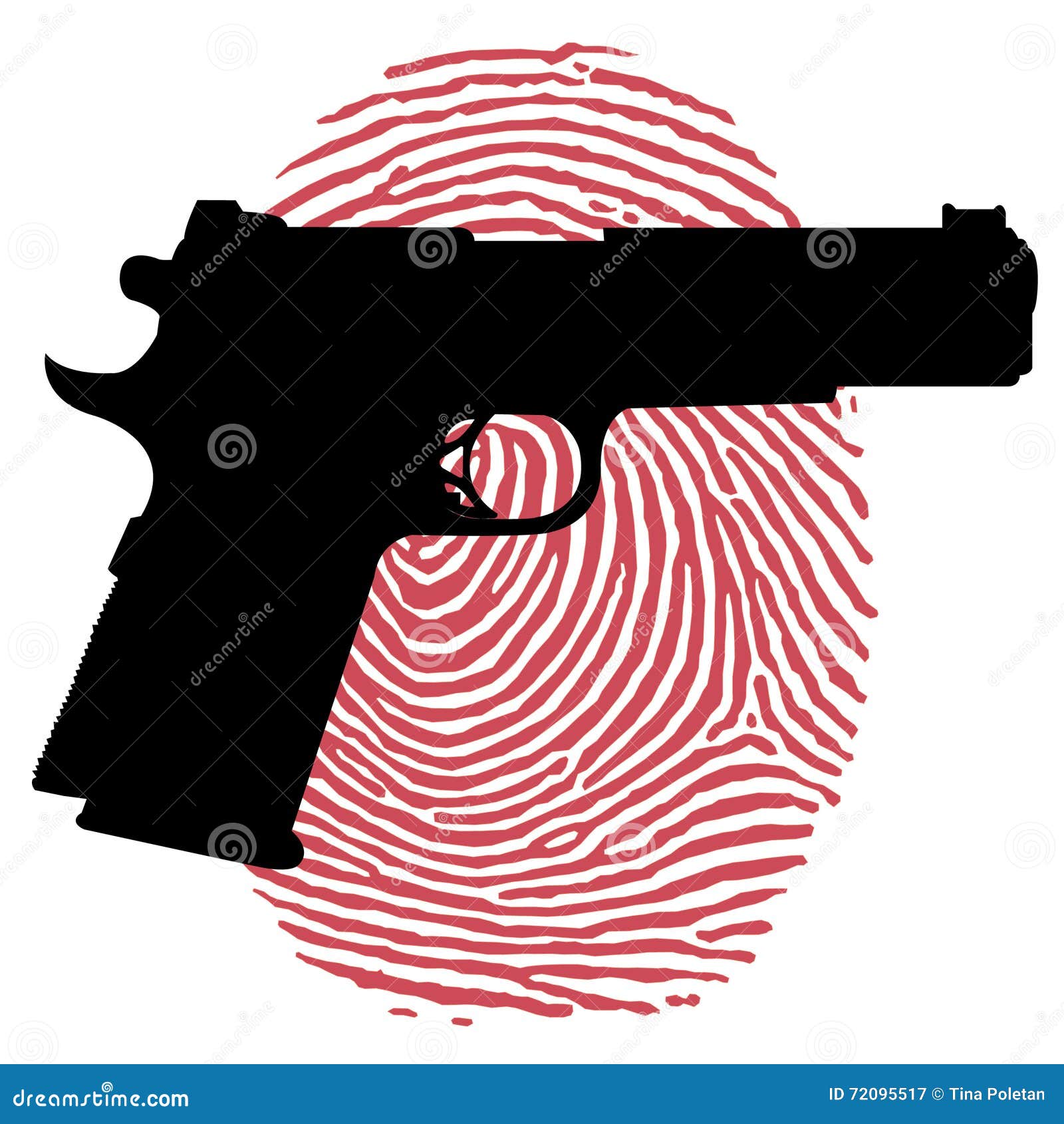 Gun and bloody fingerprint stock illustration. Illustration of life ...