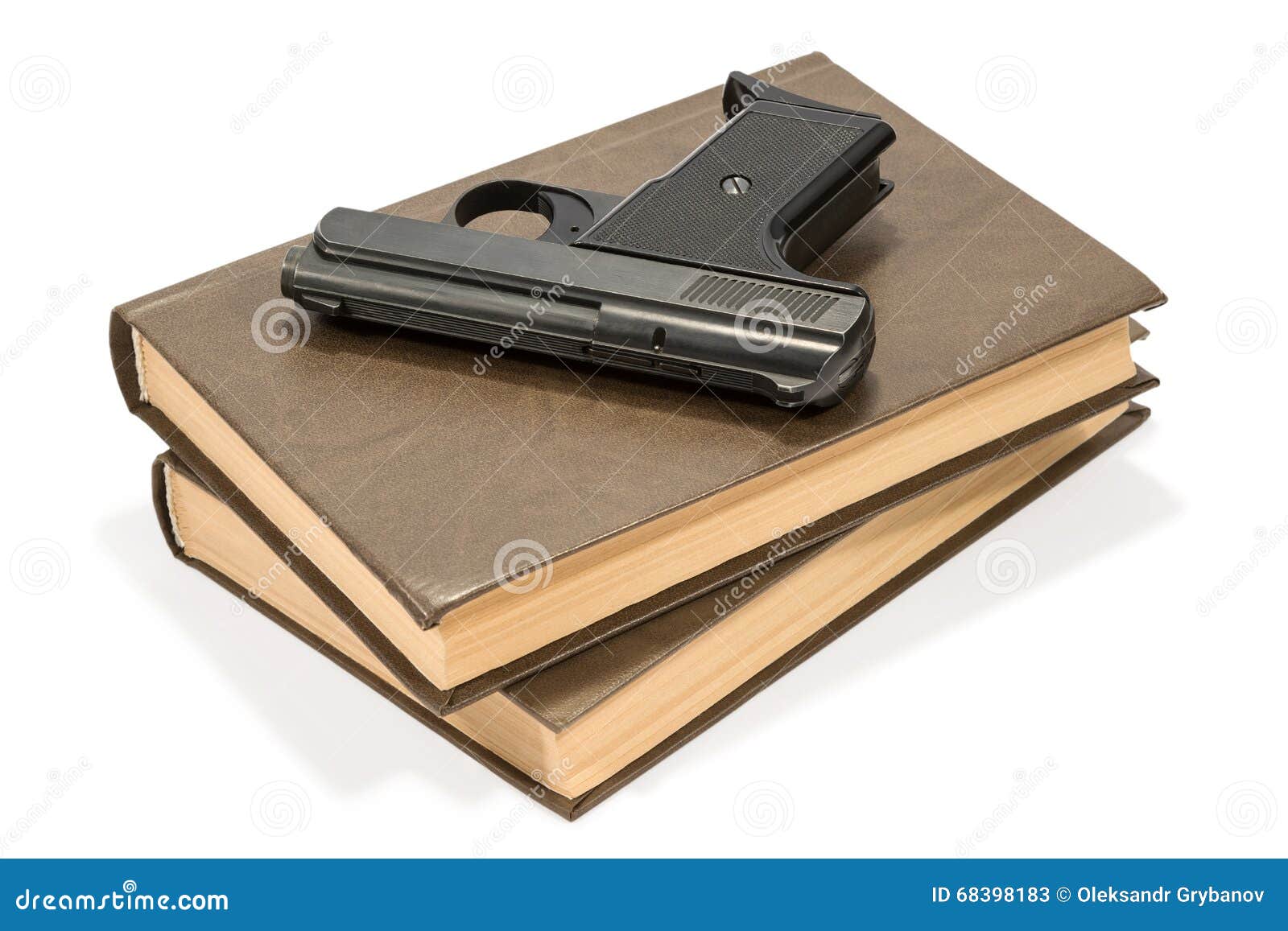 Gun on the book stock image. Image of army, pistol, education - 68398183