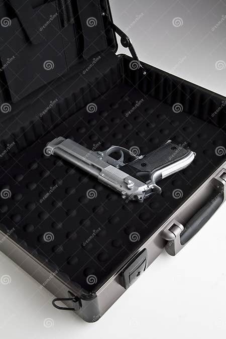 Gun in a briefcase stock image. Image of heist, crime - 7670935