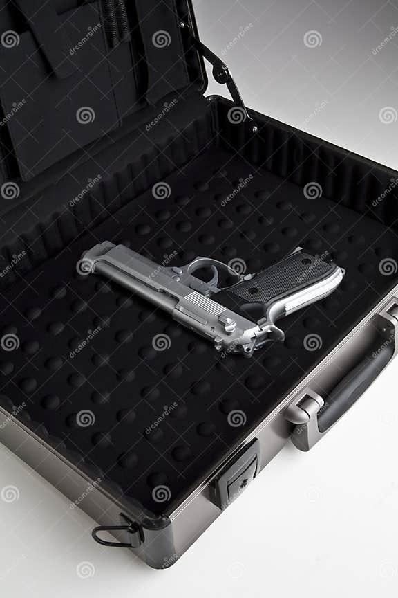 Gun in a briefcase stock image. Image of heist, crime - 7670935